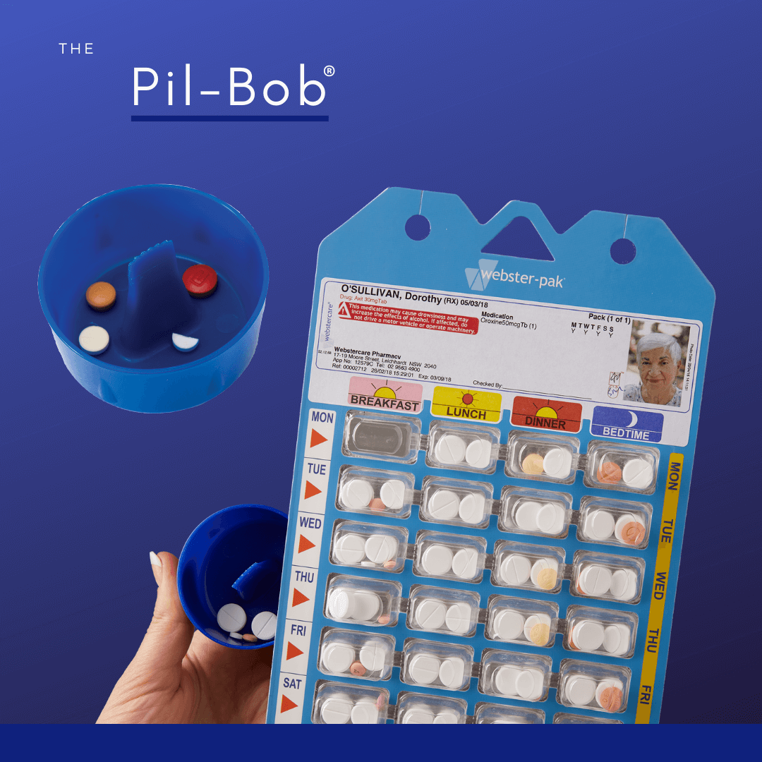 Webstercare Pil-Bob Device for aged care staff and self medicators